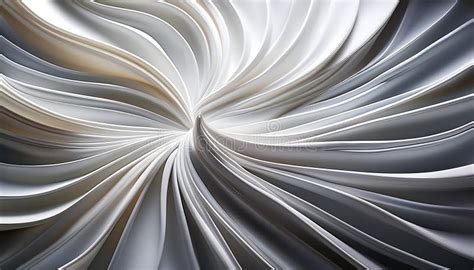 Elegant Waves Of White And Gray Fabric Cascade And Swirl Creating A Mesmerizing Vortex Stock
