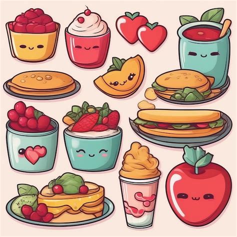 Ilustración Deliciosa De Comida Kawaii Una Creación Culinaria Dibujada
