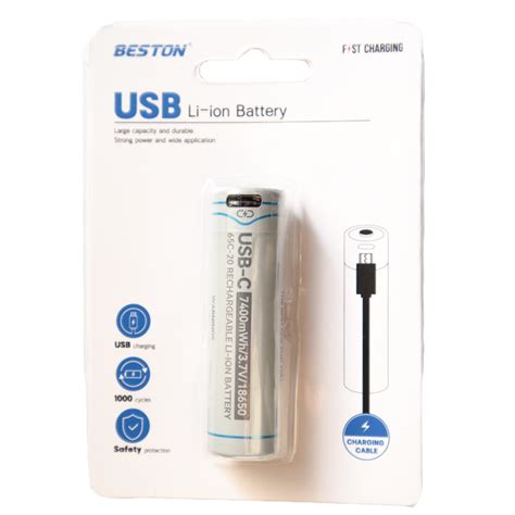 Bst 18650 65c 20 Bateria Beston Lithium Con Carg Tipo C