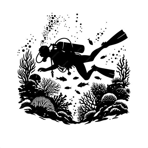 Siluetas De Buzo De Buceo Ilustración Vectorial De Siluetas De Buce O Buceo Vector Premium