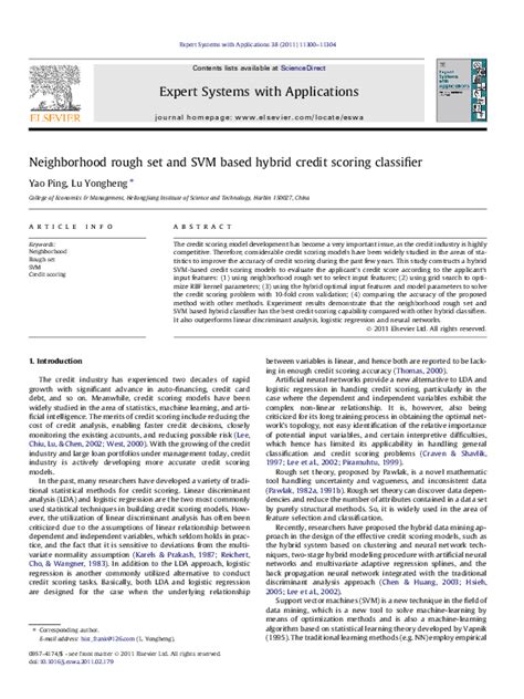 Pdf Neighborhood Rough Set And Svm Based Hybrid Credit Scoring Classifier