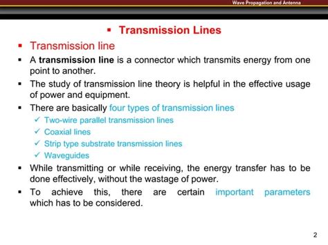 02 lecture transmission lines 02 pptx physics science