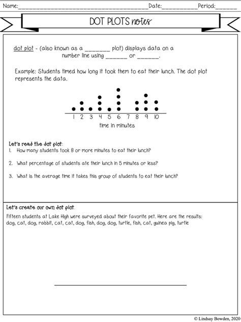 Dot Plots Notes And Worksheets Lindsay Bowden