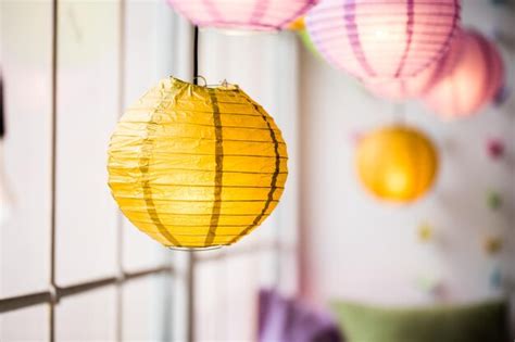 Close Up Of Yellow Lantern Premium Photo