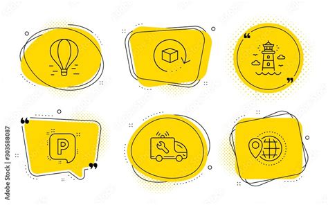 Lighthouse Car Service And World Travel Signs Chat Bubbles Air