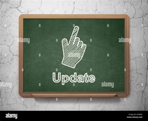 Web Development Concept Mouse Cursor And Update On Chalkboard
