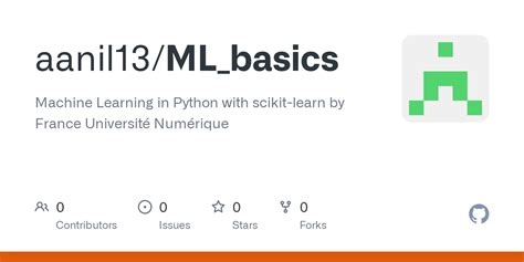Github Aanil Ml Basics Machine Learning In Python With Scikit Learn By France Universit