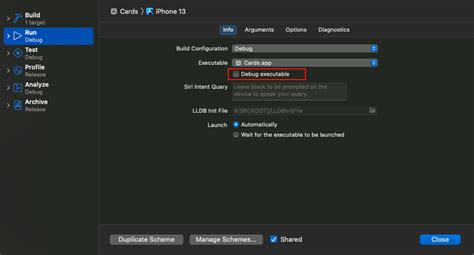 Xcodeでデバッガーを使用せずにアプリを実行する λ