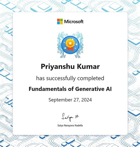 Completed Generative Al Course By Microsoft Priyanshu Kumar Posted On