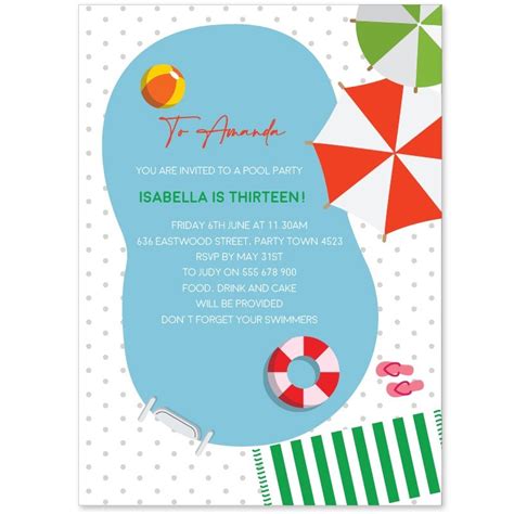 Pool Party Birthday Invitation Wording Printable Pool Party