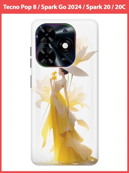Чехол на Tecno Pop 8 Spark Go 2024 Spark 20 20c с рисунком Цветочная девушка в желтом