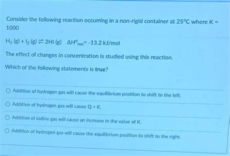 Solved Consider The Following Reaction Occurring In A