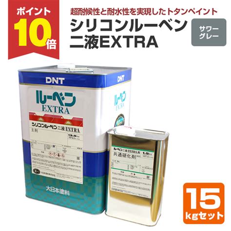 【期間限定p10倍】 シリコンルーベン二液extra サワーグレー 15kgセット（大日本塗料 屋根塗料 トタンペイント） ペイントジョイ