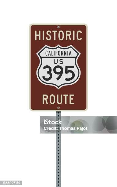 Historic Us Route 395 Road Sign Stock Illustration Download Image Now