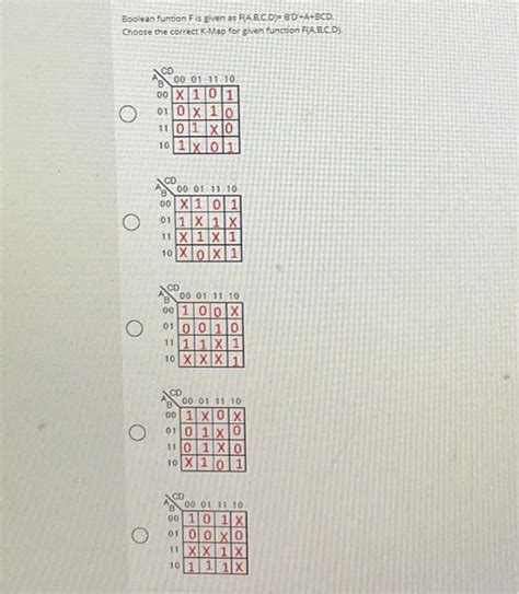 Solved Boolean Funtion F Is Given As F A B C D B D A BCD Chegg