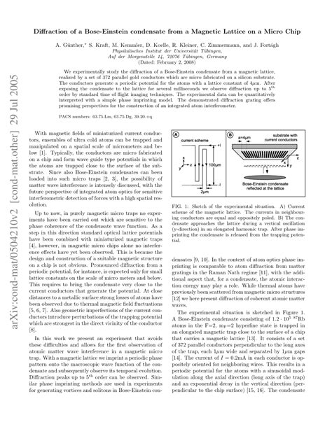 Pdf Diffraction Of A Bose Einstein Condensate From A Magnetic Lattice