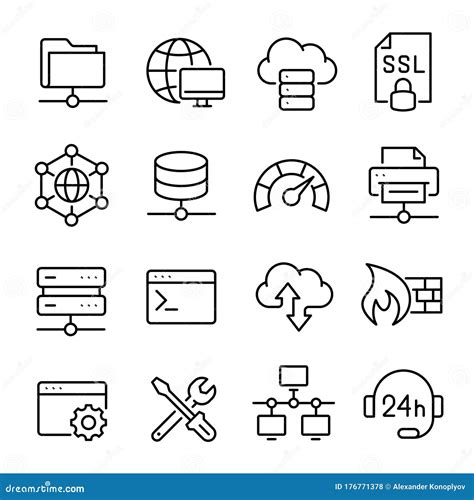 Hosting And Local Network Icon Set Communication For Connection Stock Vector Illustration Of