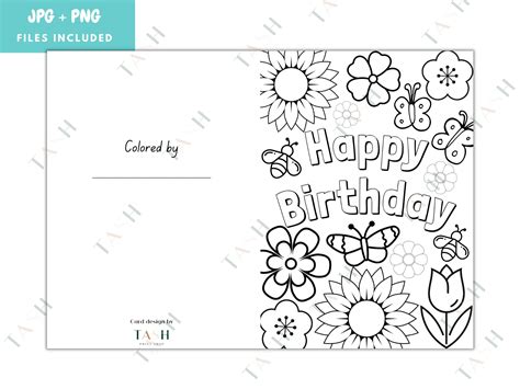Happy Birthday Card Coloring Printable