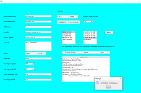 Course Fee Report Management System In Java Java Project My Project