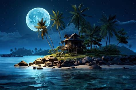 Midnight Island Delight Premium AI Generated Image