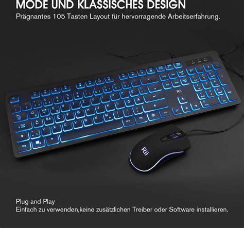 Rii Gaming Toetsenbord En Muis Set Met Kabel 3 Led