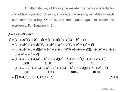 Applications Of Boolean Algebra Minterm And Maxterm Expansions