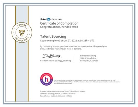Kendall Wren On Linkedin Certificate Of Completion