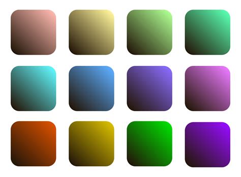 Colorful Brown Oil Color Shade Linear Gradient Palette Swatches Web Kit Rounded Squares Template