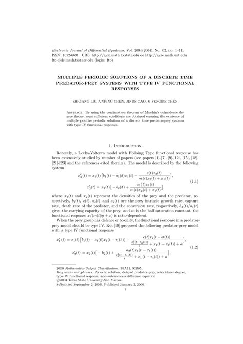 Pdf Multiple Periodic Solutions Of A Discrete Time Predator Prey Systems With Type Iv