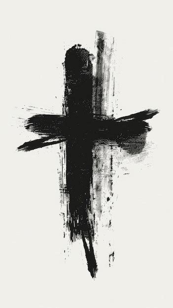 Premium Photo A Hand Drawn Brush Cross On Light Background