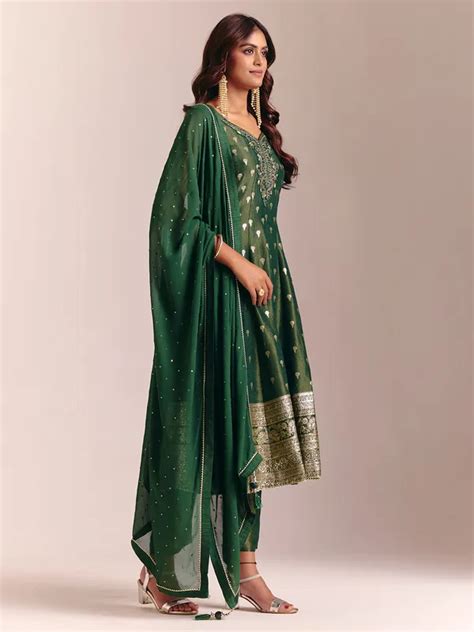 Mehendi Green Silk Sleeveless Salwar Suit With Dupatta G3 Wss44702