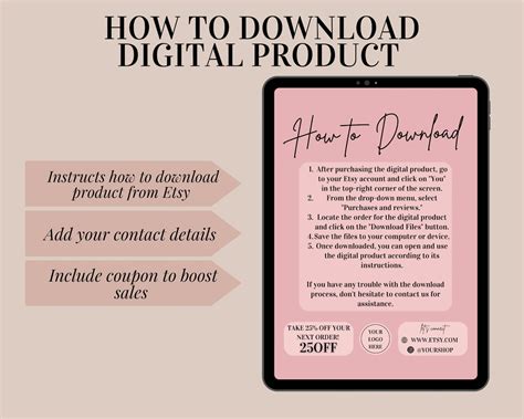 Etsy Digital Product Templates Thank You Note For Digital Downloads