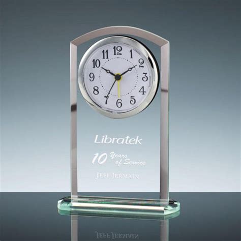 Personalized Engraved Crystal Clock With Your Logo Artwork Text
