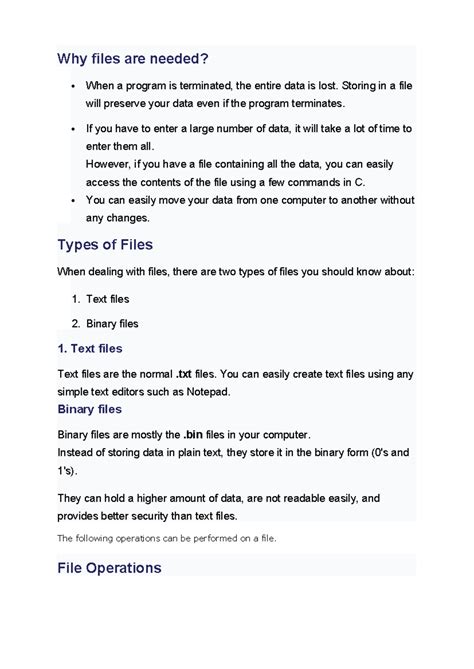 Filesinc Files In C Why Files Are Needed When A Program Is
