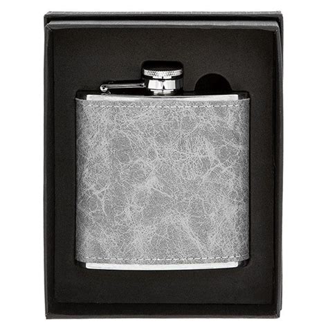Grey Hide 6oz Hip Flask Bucks Leather