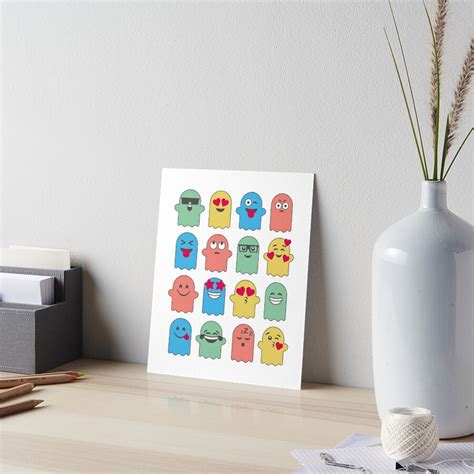Cute Ghost Expressions Cute Ghost Colourful Emoji Art Board Print For Sale By Arteeheartart