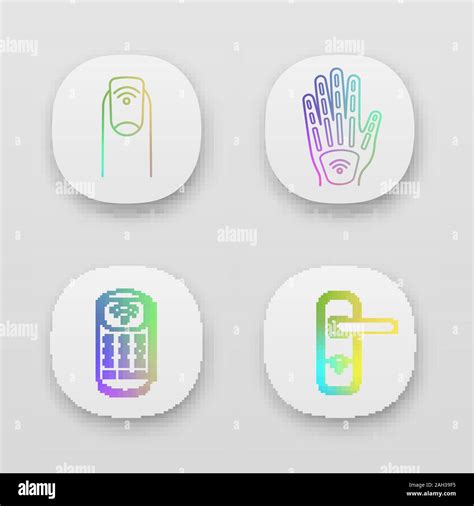Nfc Technology App Icons Set Near Field Manicure Hand Implant Pos