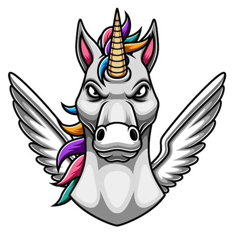 Création De Logo De Mascotte De Licorne Vecteur Premium