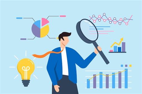 Premium Vector Businessman Analyzing Data With Magnifying Glass