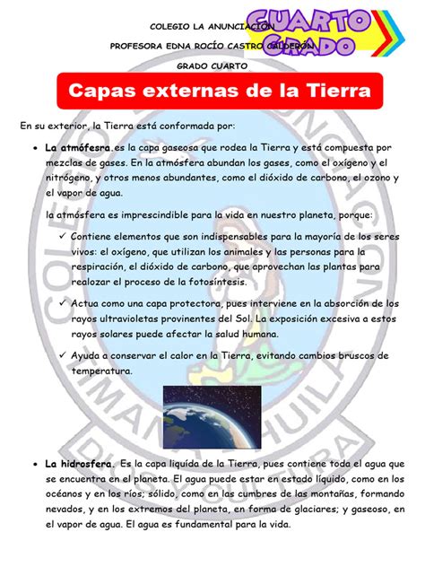 Capas Externas De La Tierra Y Sus Movimientos Pdf Tierra Ciencia