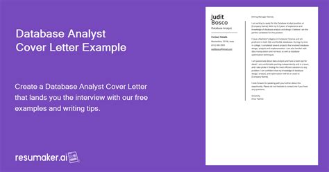 Database Analyst Cover Letter Example Free Guide