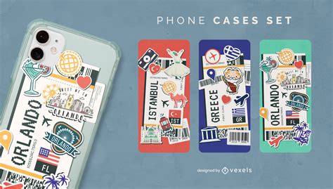 Worldwide Boarding Pass Travel Phone Case Set Vector Download