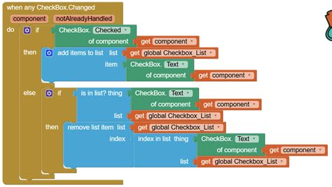 trying to program checkbox selection clicks in software mit app