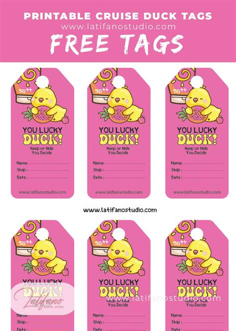 Girly Free Printable Cruising Duck Pink Tags Printable Cruising Duck