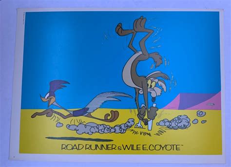 Vtg Warner Bros Looney Toons Cartoons Poster Road Runner And Coyote