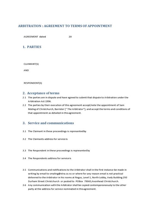 38 Best Arbitration Agreement Templates Examples Templatelab