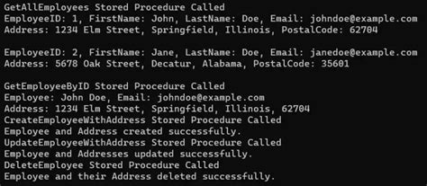 crud operations using ado core with stored procedures dot net