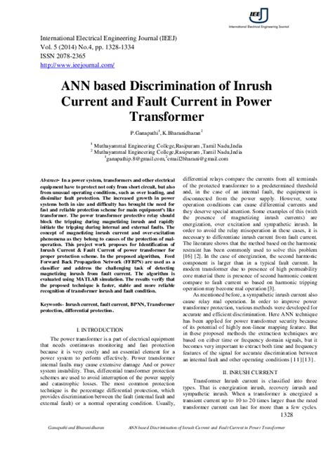 pdf ann based discrimination of inrush current and fault current in