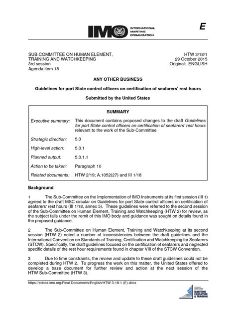 Htw 3 18 1 Guidelines For Port State Control Officers On