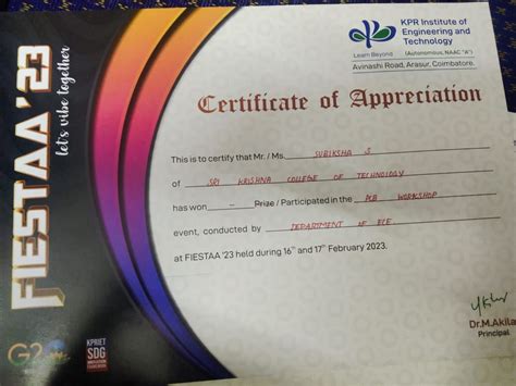 Subiksha S On Linkedin Ive Participated In Workshop Conducted By Kpr